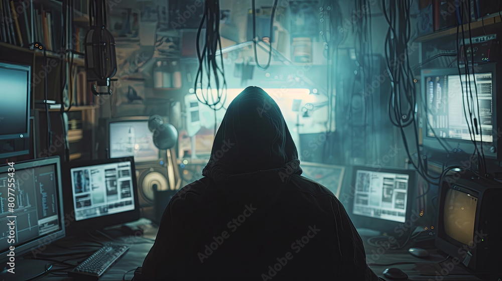 Стокова ілюстрація Be aware of hacker attack, anonymous hacker, an ...