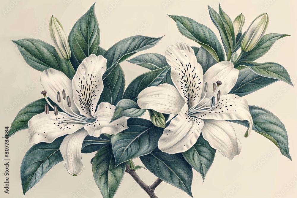 Elegant Botanical Line Drawings: Floral Varieties Showcase Stock Illustration | Adobe Stock