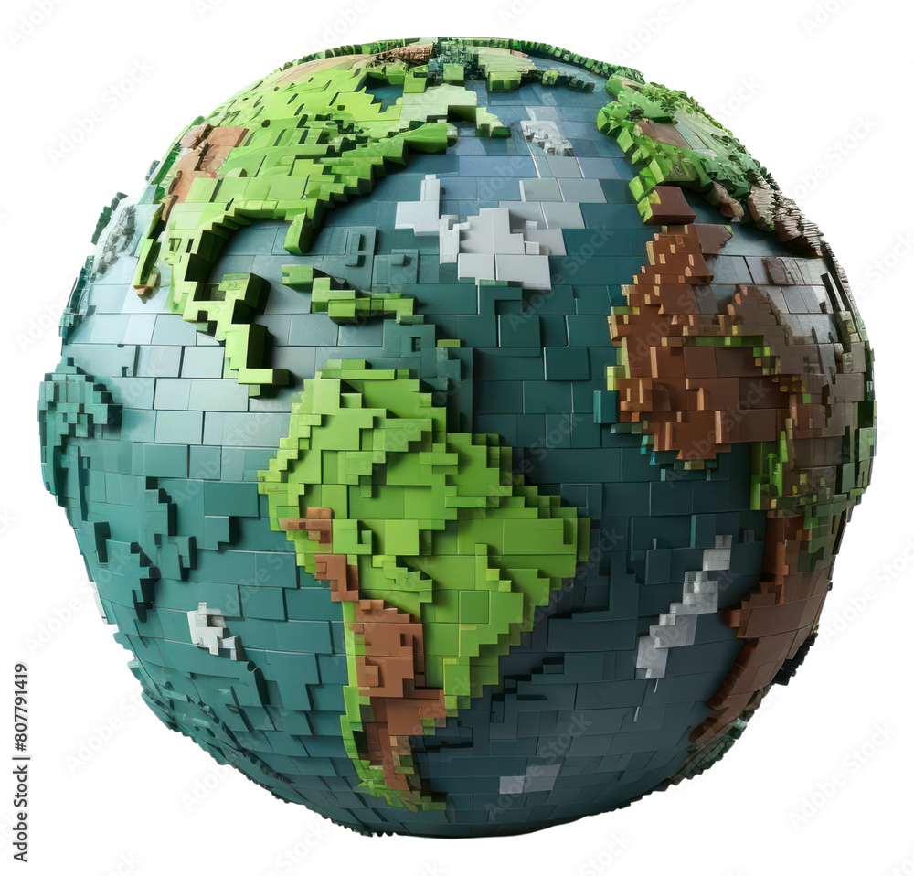 PNG 3D pixel art earth sphere planet globe. Stock Illustration | Adobe ...