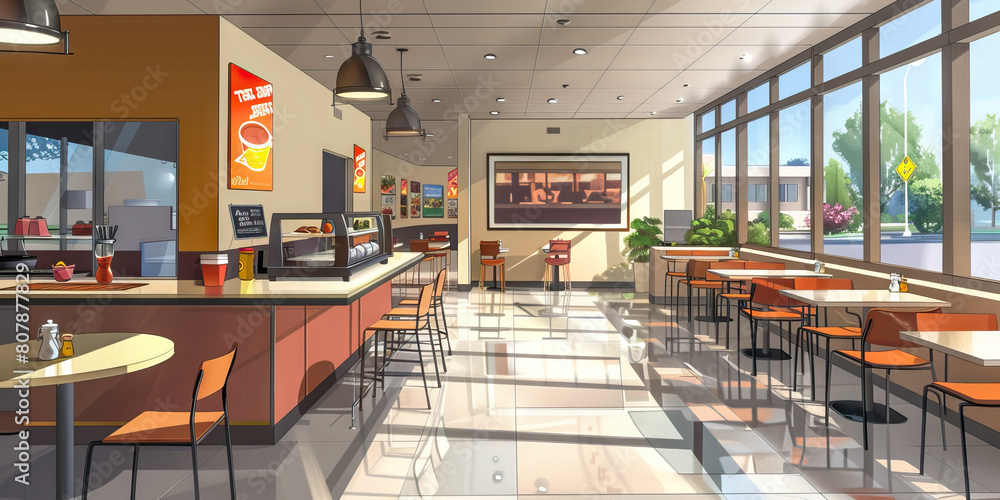 Dining Area Floor: Displaying dining tables, chairs, condiment stations ...