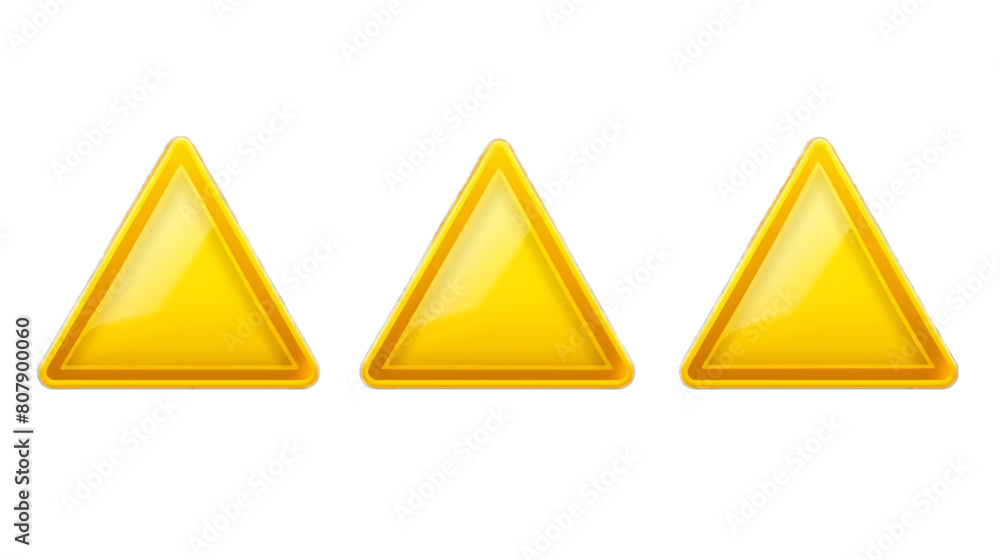 Realistic yellow triangle warning sign isolated on transparent ...