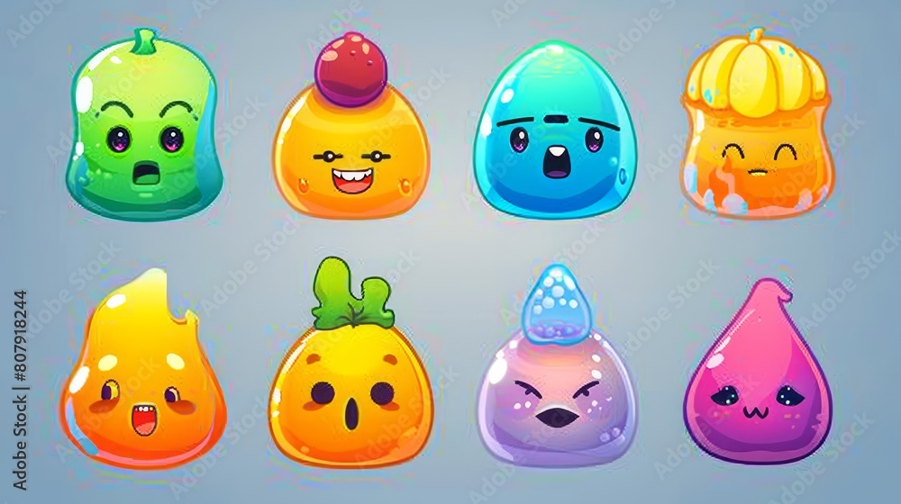 Ilustración de Stock A mobile game app with fun jelly creatures. This ...