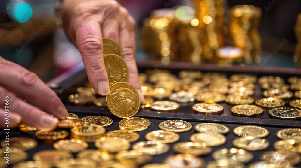 Gold coins, pile of gold coin , shiny and golden, background is the ...