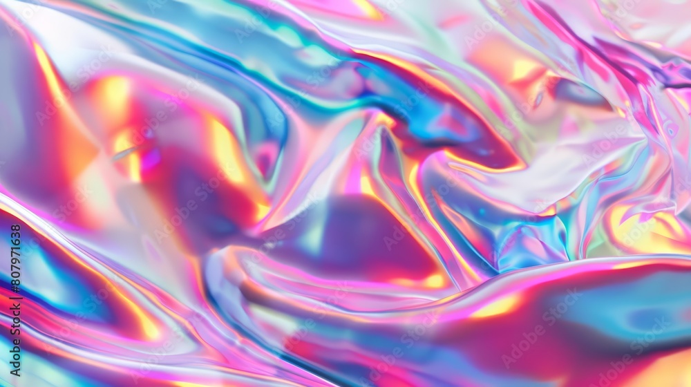 Vibrant holographic fluid textures use glossy, shifting colors to ...