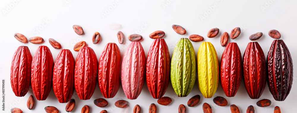Cocoa fruit (Theobroma cacao), cocoa beans are processed into chocolate ...