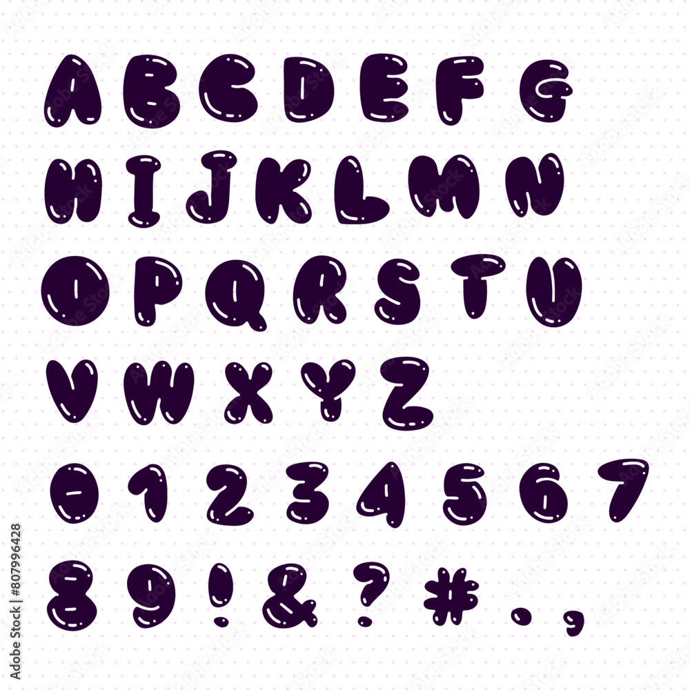 Bubble alphabet in retro 2000s cartoon style. Graffiti inspired letters ...