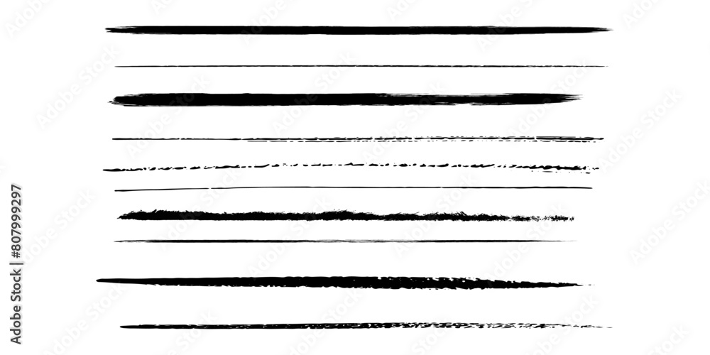 Set of wavy horizontal lines. Marker hand-drawn line border set and ...