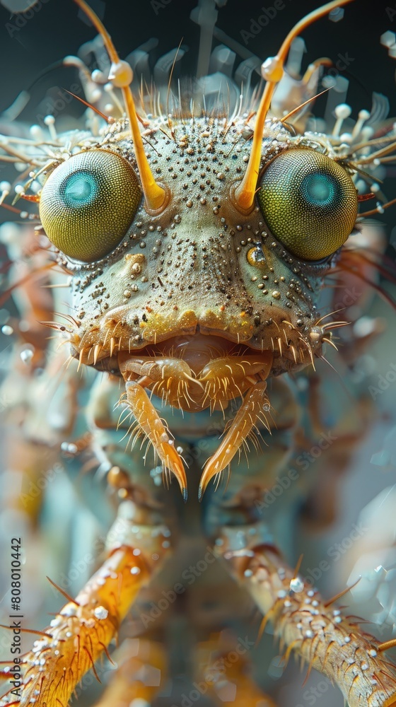 Flea under a microscope, detailed exoskeleton, scientific study. Stock ...
