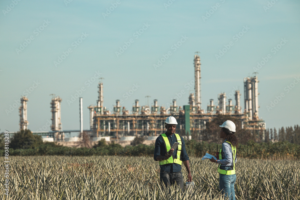 Engineer survey team checking construction project inspection work ...