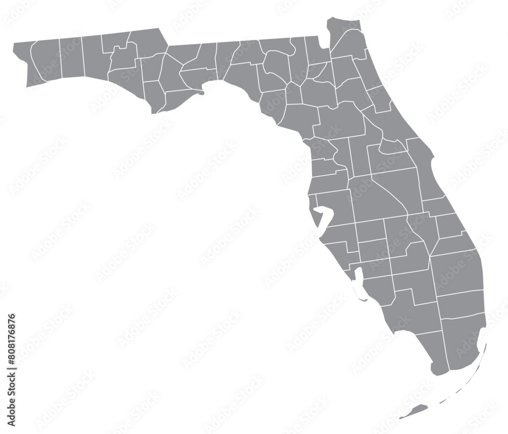 Map of the US states with districts. Map of the U.S. state of Florida ...