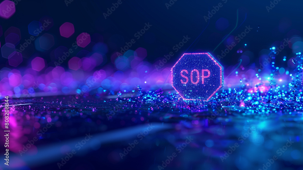 Futuristic Neon SOP Sign on a Glittering Cyber Surface: Concept of ...