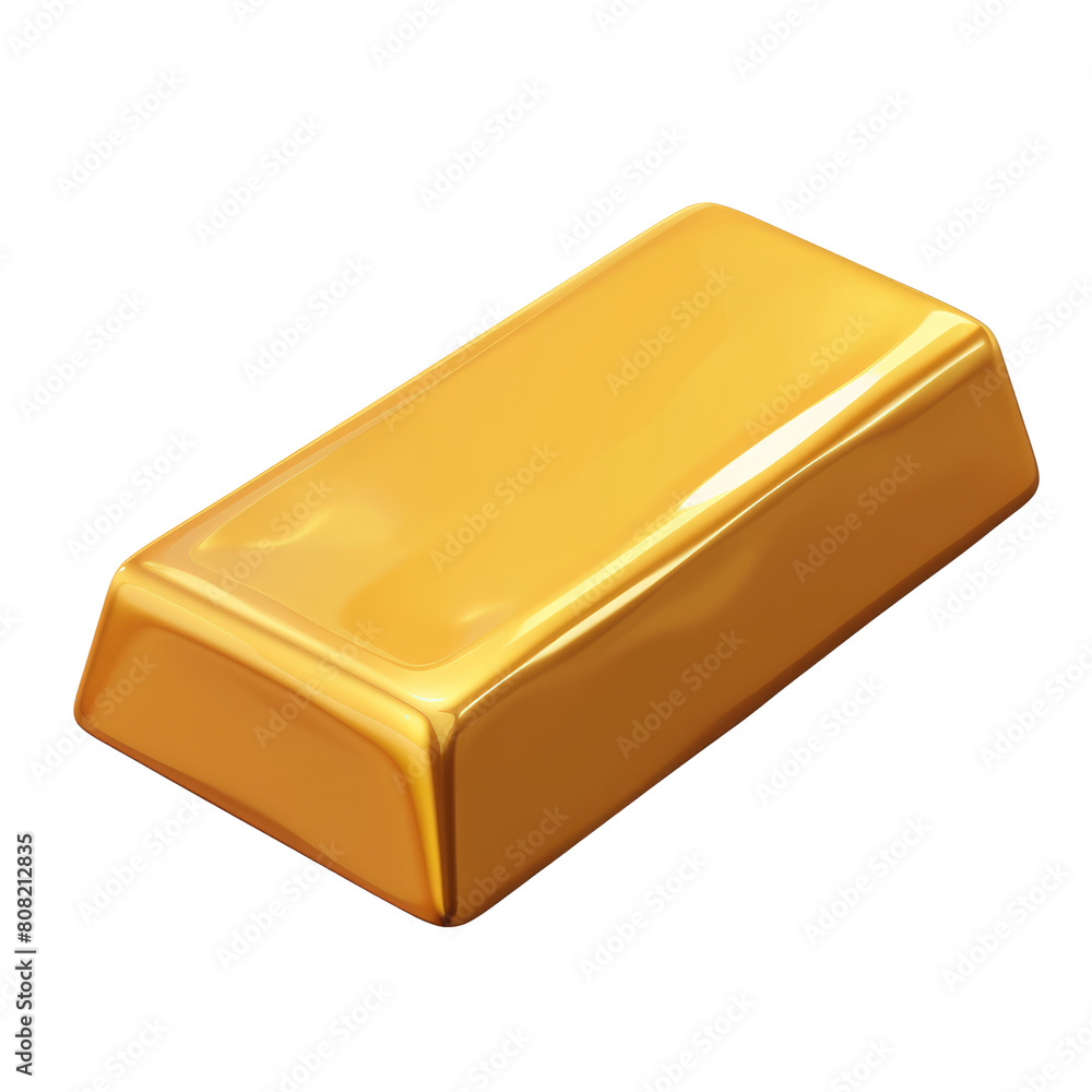 Gold bar icon 3D render isolated on white, transparent background PNG ...