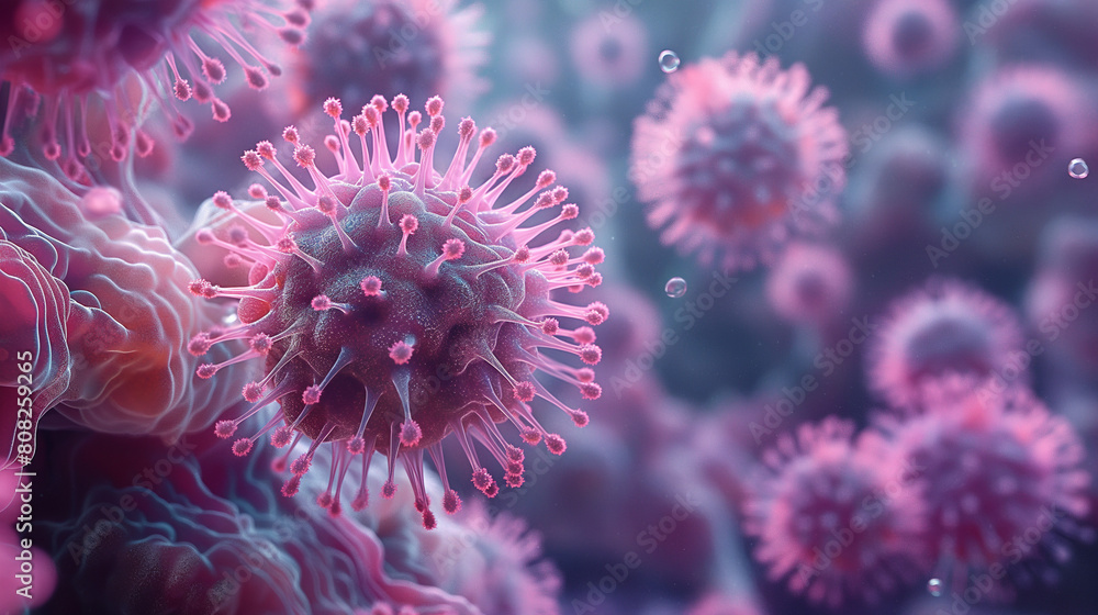Varicella zoster or chickenpox virus, ai illustration. A herpes virus ...