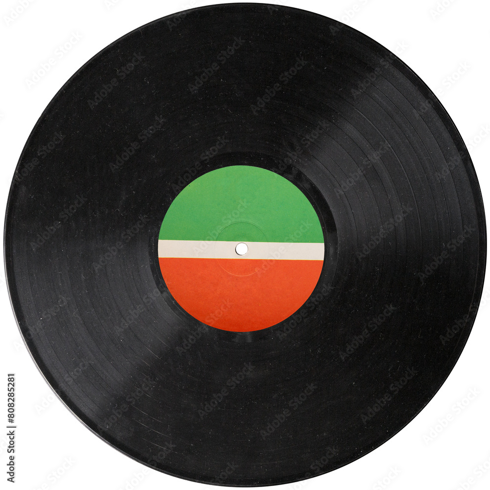 vinyl record green and red label, realistic photography isolated png on ...