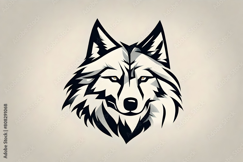 A high-resolution image featuring a clean and minimalistic wolf logo ...