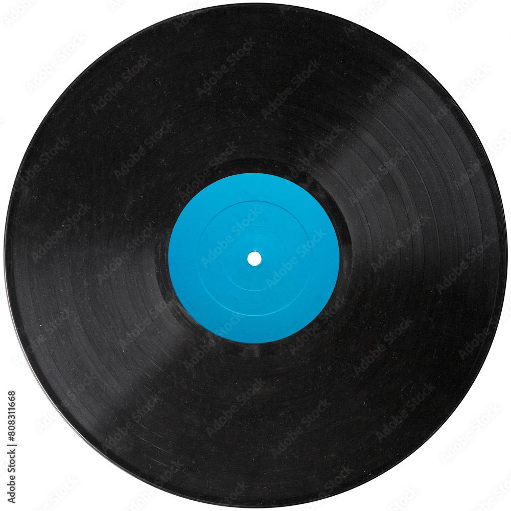 vinyl record blue label, realistic photography isolated png on ...