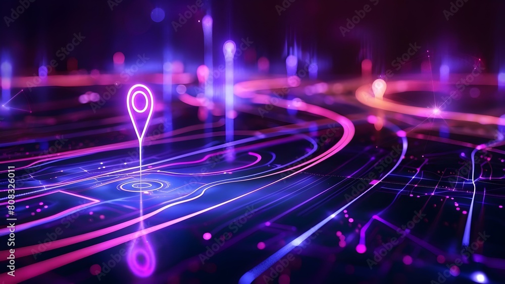 Futuristic map pin tech background for modern navigation and location ...
