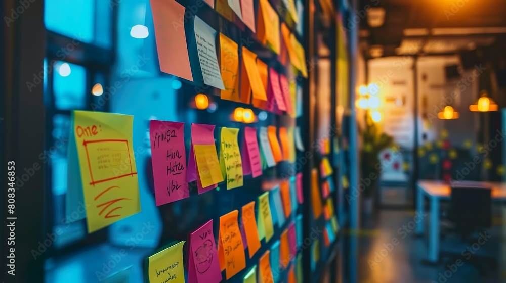 Close up of sticky notes in the office made with Ai generative ...