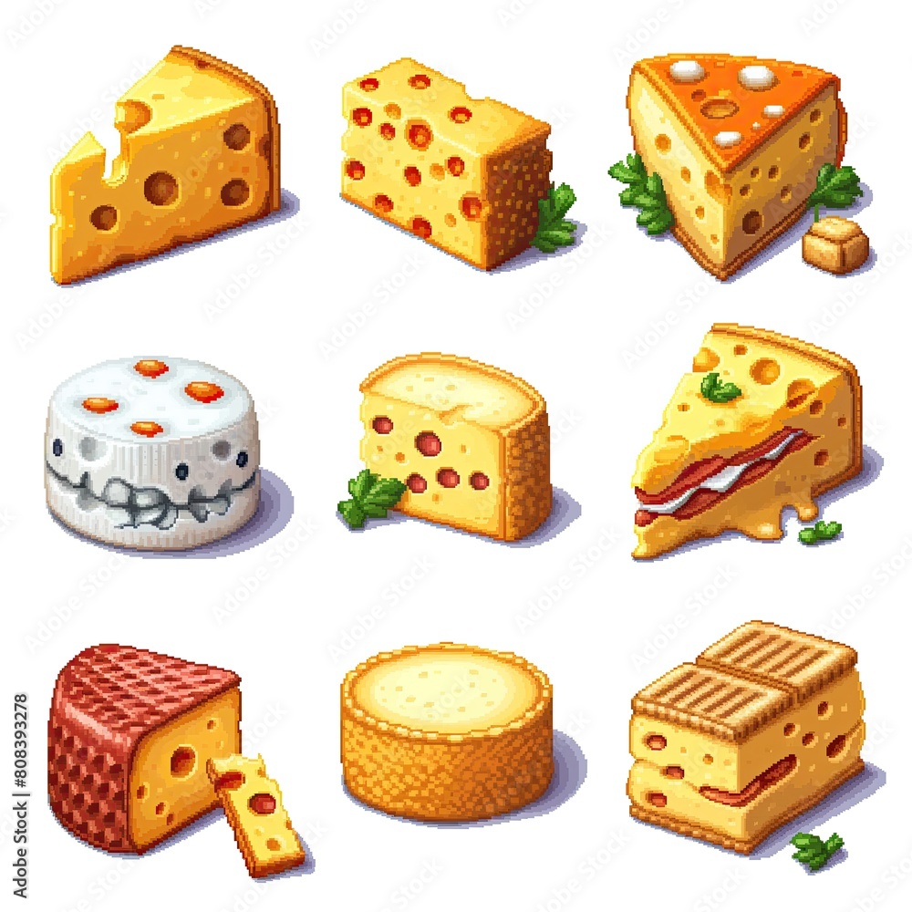 Cheese Selection Pack Video Game Market Grocery Assets Pixel Art Pack ...
