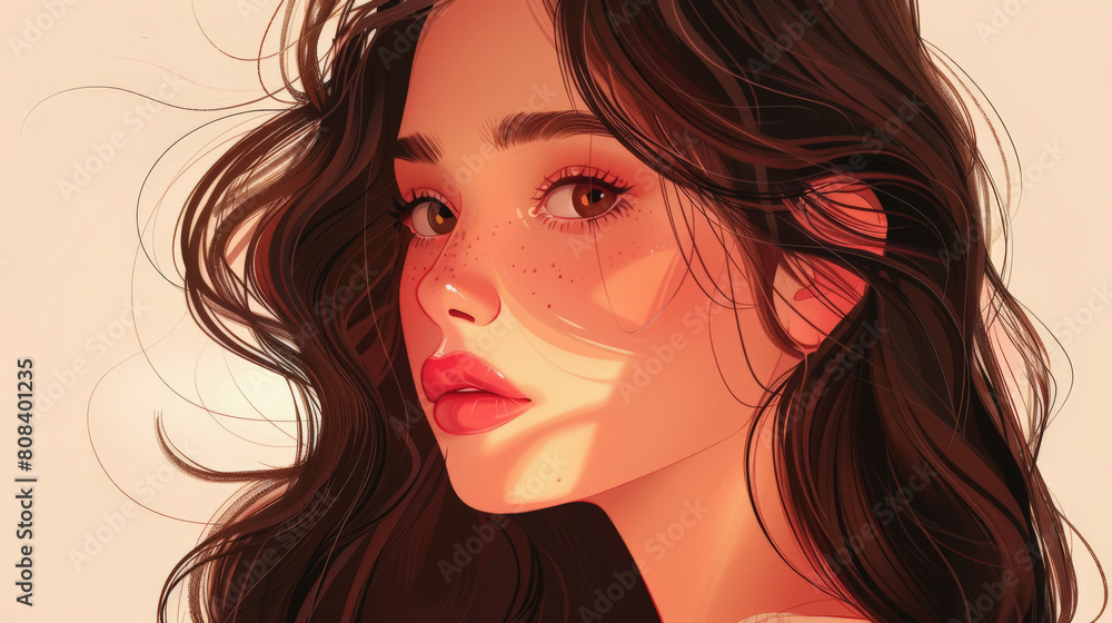 Digital artwork of a female character with a detailed and realistic ...