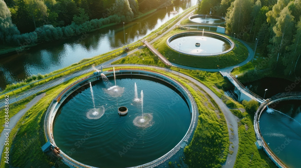 wastewater treatment plant efficiently processing sewage, preventing ...