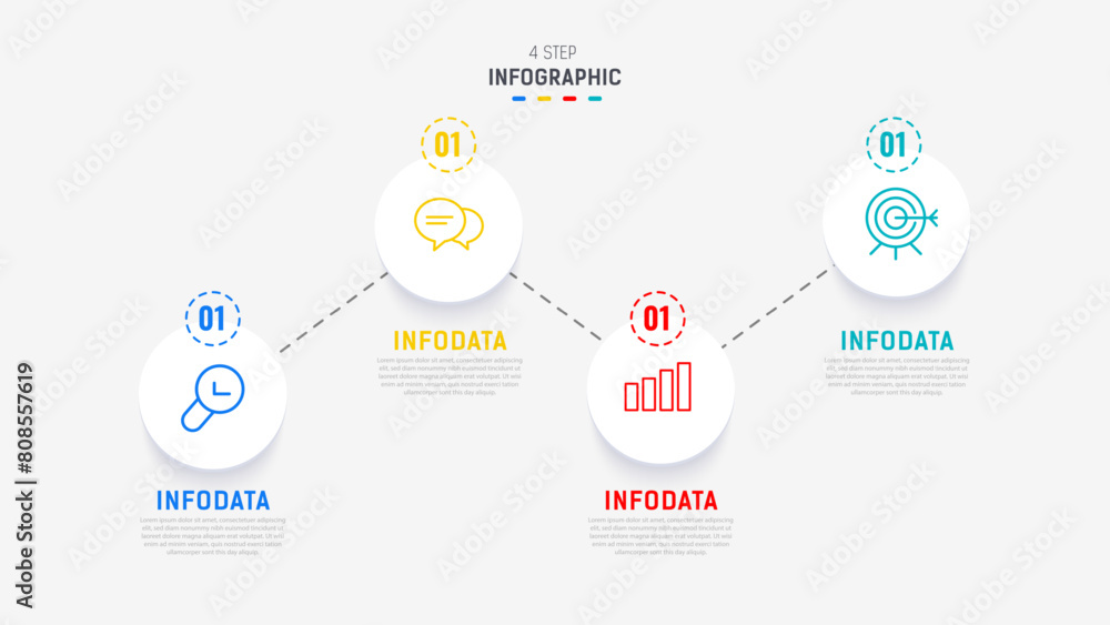 Four Step Infographic element design Vector template for presentation ...