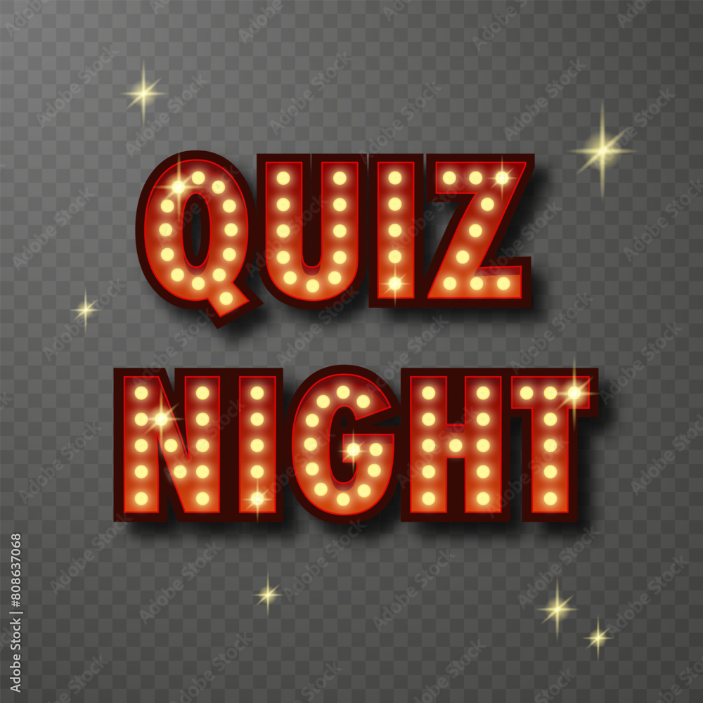Quiz night announcement title on transparent background. Vintage styled ...