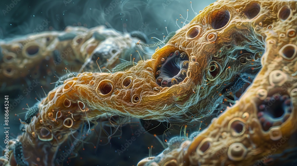 Soil nematode under a microscope, cutaway illustration showing detailed ...