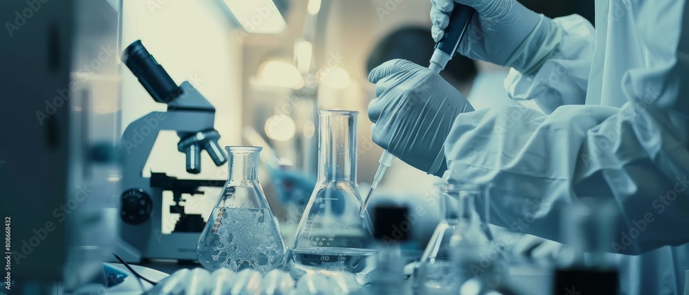 The modern research laboratory: Scientists examine microbiological ...