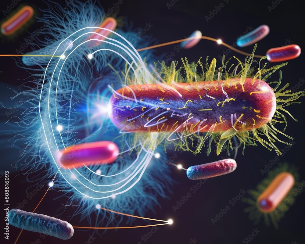 Educational diagram showing bacteria with magnetic fields involved in ...
