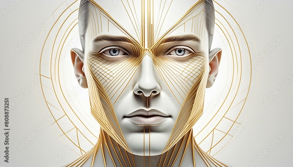 Rosto humano feito por linhas da proporção áurea Stock Illustration ...