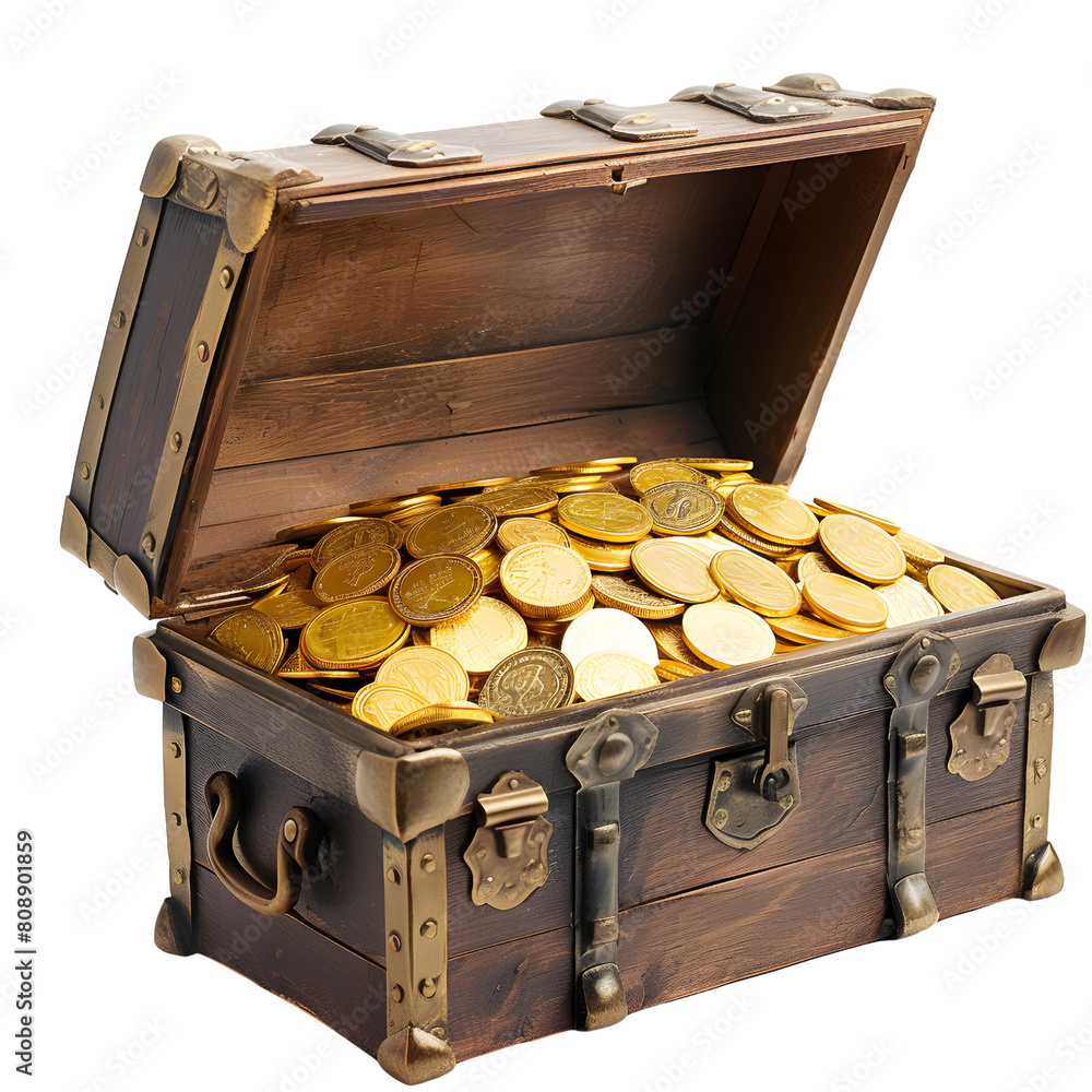 treasure chest with gold coins Stock Photo | Adobe Stock
