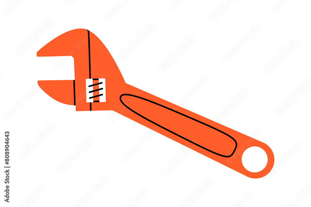 Hand drawn cute cartoon illustration of adjustable wrench or spanner ...