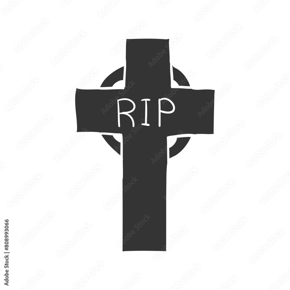 Rip Icon Silhouette Illustration. Cross Vector Graphic Pictogram Symbol ...
