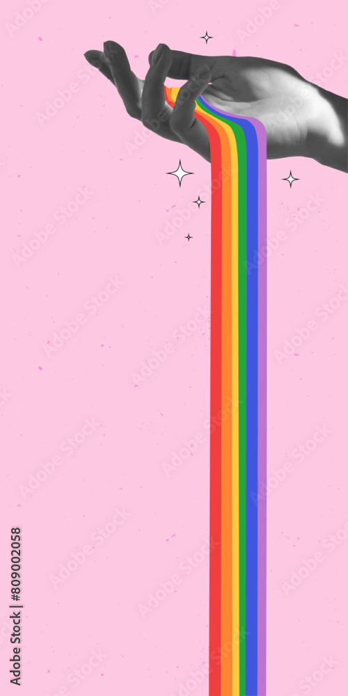 Colorful rainbow spills from hand, representing the LGBTQ community ...