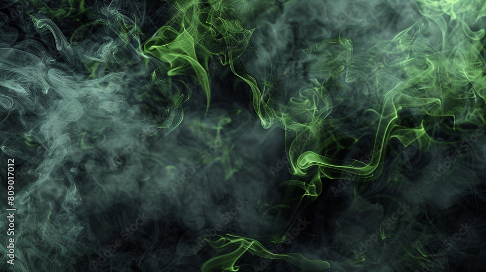 Dense smoke in shades of dark gray, with a subtle neon green texture ...