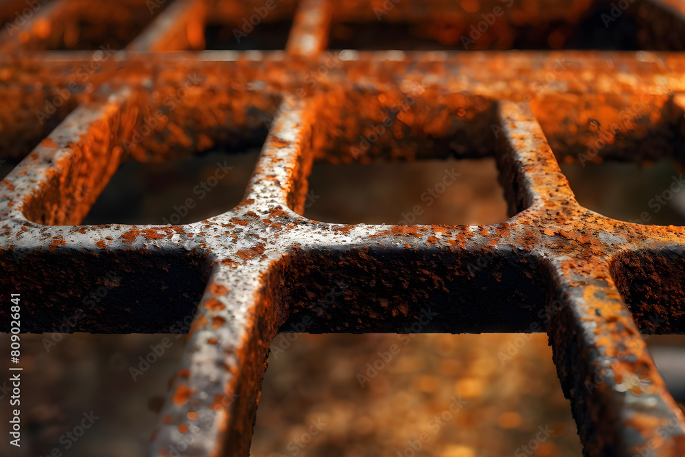 Ilustração Aged metal grid close-up. Perfect for texture overlays or ...