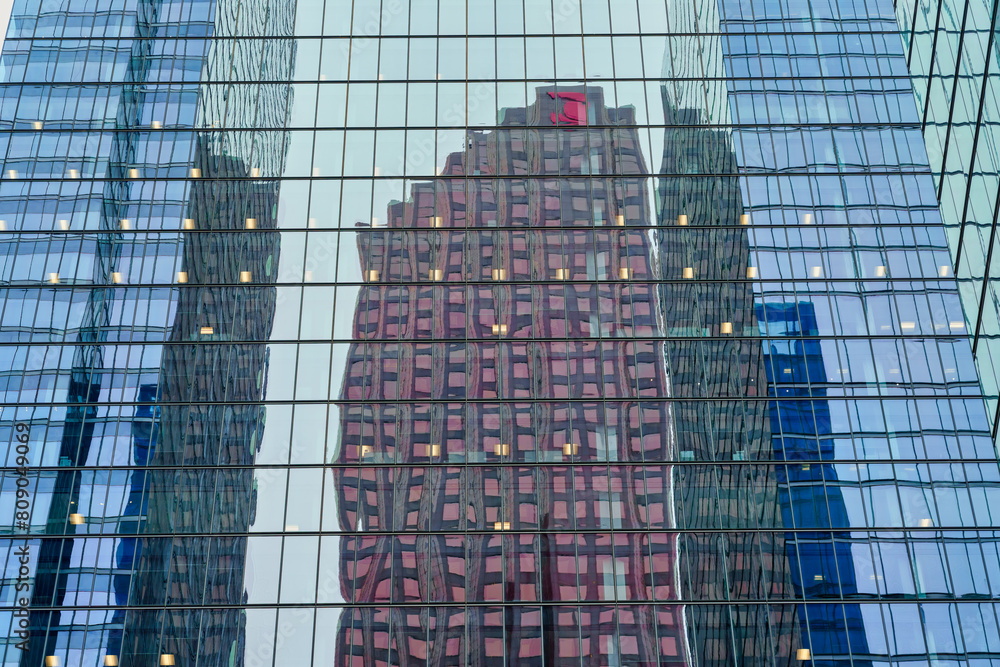 Scotiabank Tower reflection in Financial District, Toronto, Canada ...