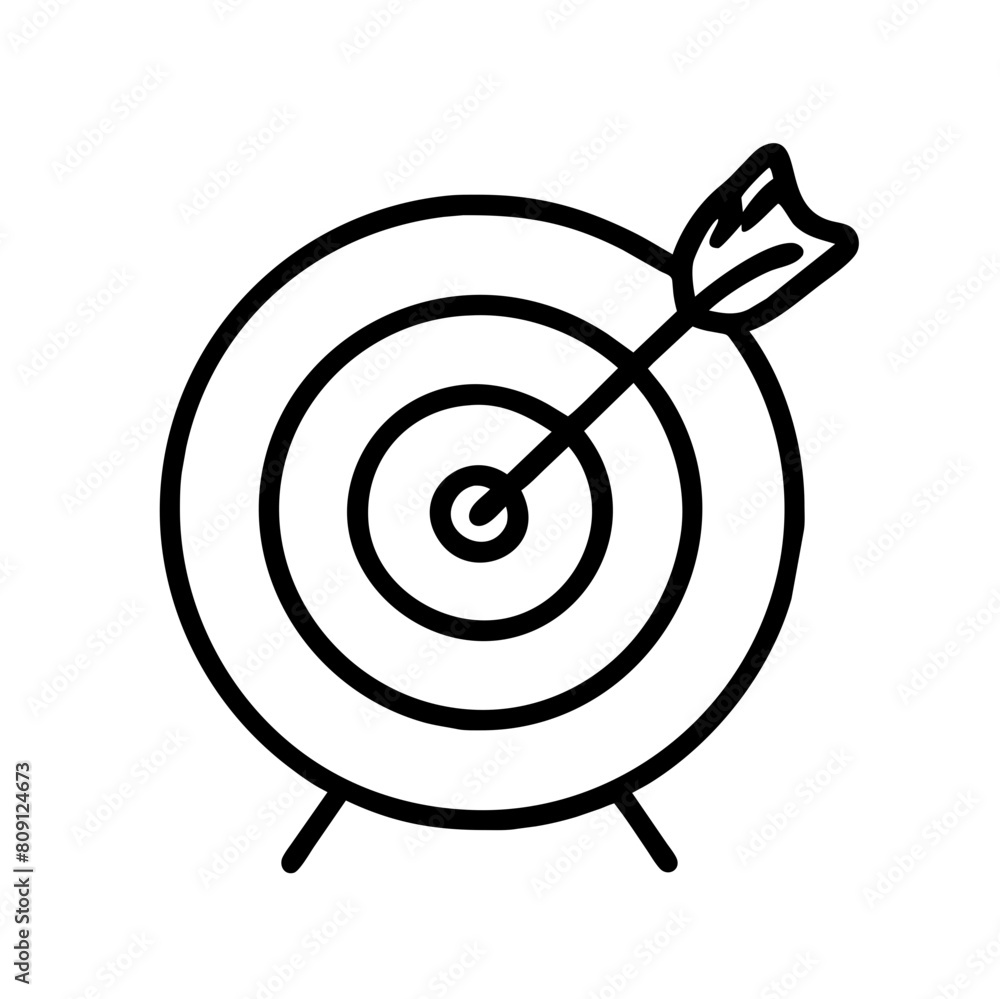 Vector Black and White Target Bullseye Icon on Transparent Background ...