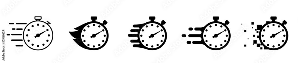 Timers icon set on transparent background. Stopwatch symbol. countdown Timer vector illustration ...