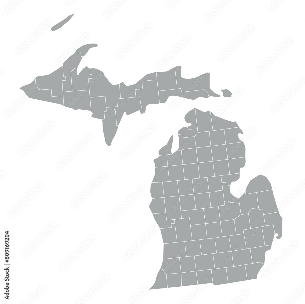 Map of the US states with districts. Map of the U.S. state of Michigan ...