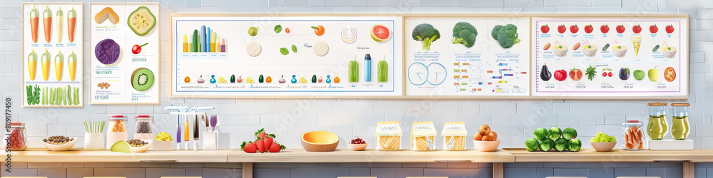 Nutritionist's Office Wall: Displaying nutritional charts, food ...