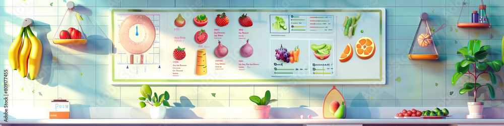 Nutritionist's Office Wall: Displaying nutritional charts, food ...