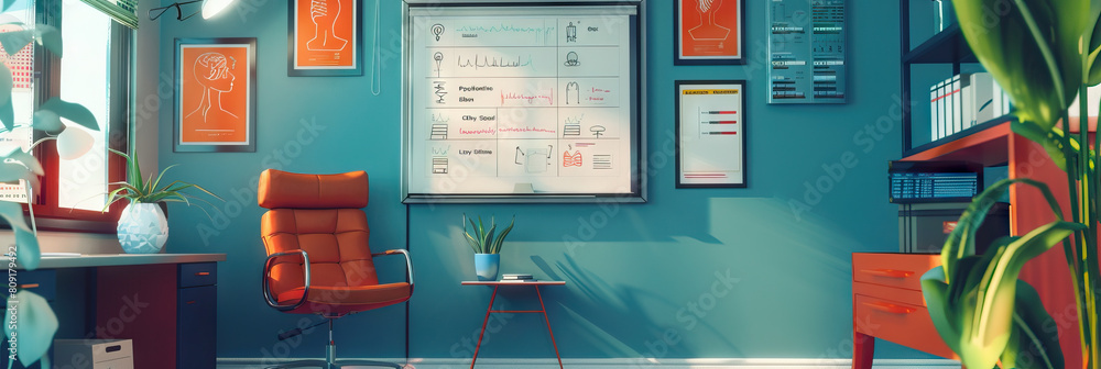 Psychologist's Office Wall: Adorned with psychology diagrams, mental ...