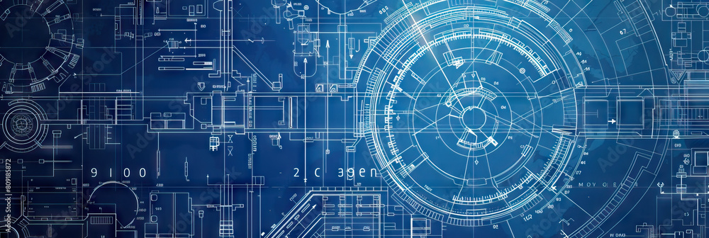 Illustration Stock Civil Engineer's Wall: Featuring blueprints of ...