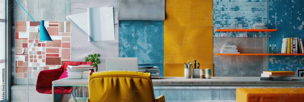 Interior Designer's Wall: Featuring wallpaper and paint samples, fabric ...