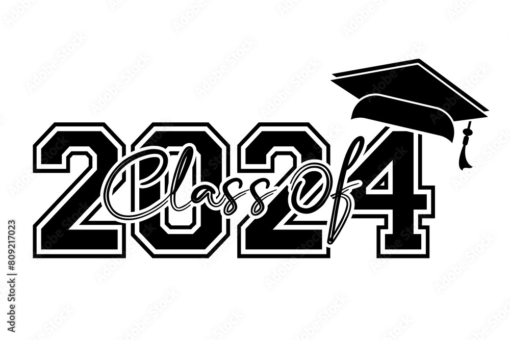 Hand drawn text illustration for class of 2024 graduation class of 2024 ...