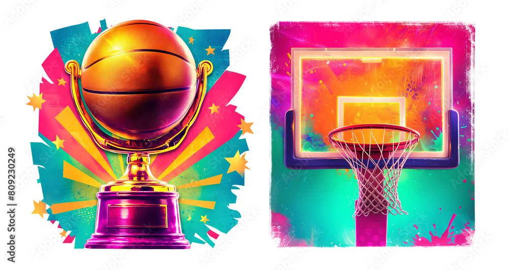 Set of illustrations isolated on transparent background. Basketball ...