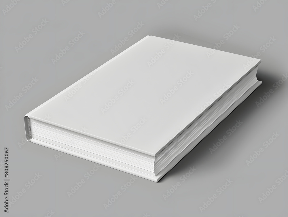 Blank book laying on grey background. Aerial view of empty book cover ...