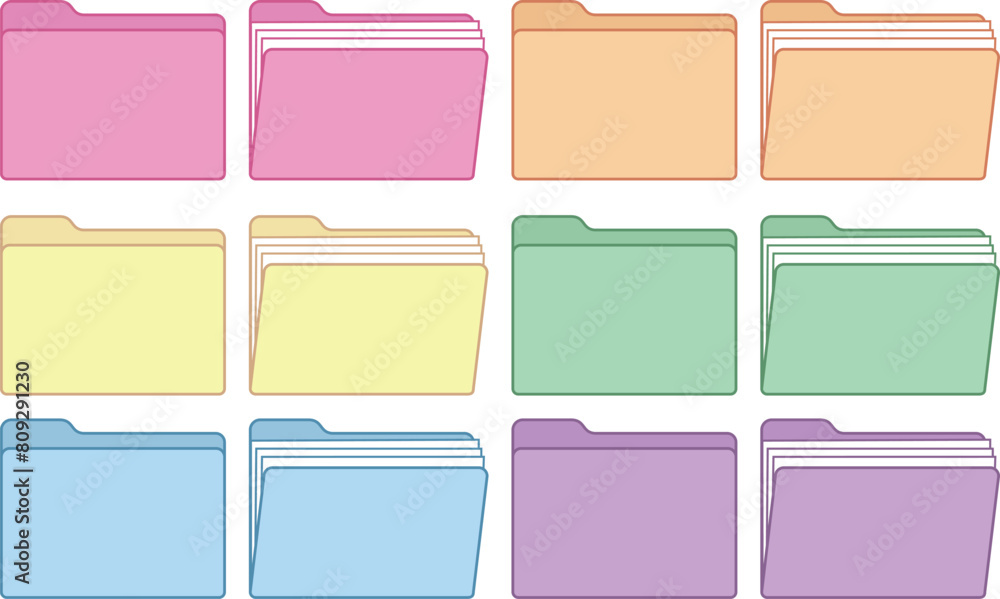Rainbow Colors File Folder Icon Clipart Set - with Empty and Full of ...
